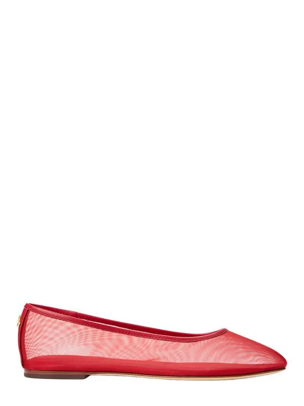 Ralph Lauren Jayna Leather-trim Mesh Flat - Festive Red
