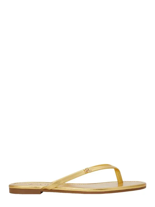 Ralph Lauren Raquel Metallic Leather Flip-flop - Modern Gold