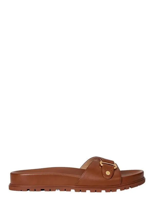 Ralph Lauren Tasha Leather Slide Sandal - Lauren Tan