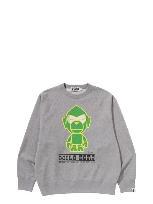 A BATHING APE Milo Borg Relaxed Fit Crewneck Sweatshirt - Gray