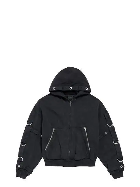 Balenciaga Cargo Zip-up Hoodie - Faded Washed Black