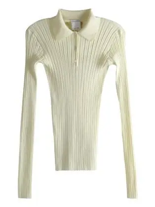Calvin Klein Merino Rib Knit Polo Shirt - Pale Citron