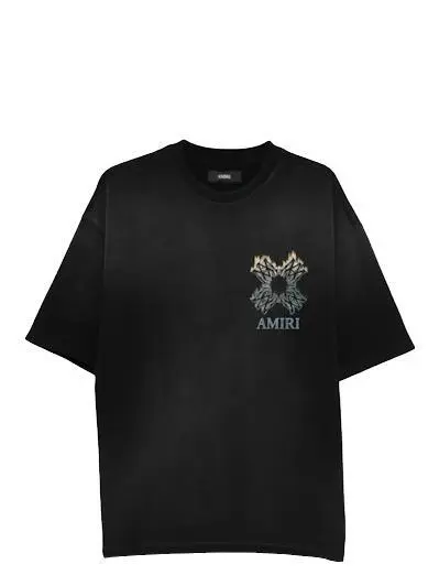 Amiri Ma Quad Flames Tee Shirt - Black