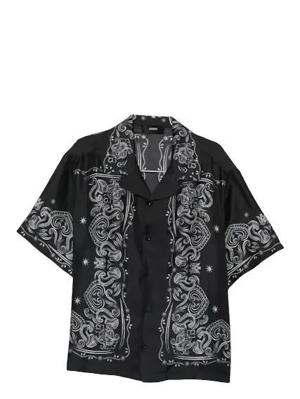 Amiri Bandana Paint Bowling Shirt - Black