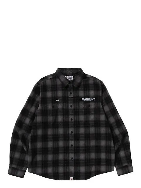 A BATHING APE Flannel Check Tactical Shirt - Black