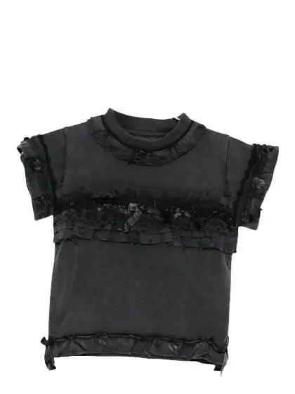 Balenciaga Ruffle Crewneck T-shirt - Washed Black