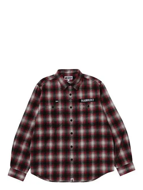 A BATHING APE Flannel Check Tactical Shirt - Red