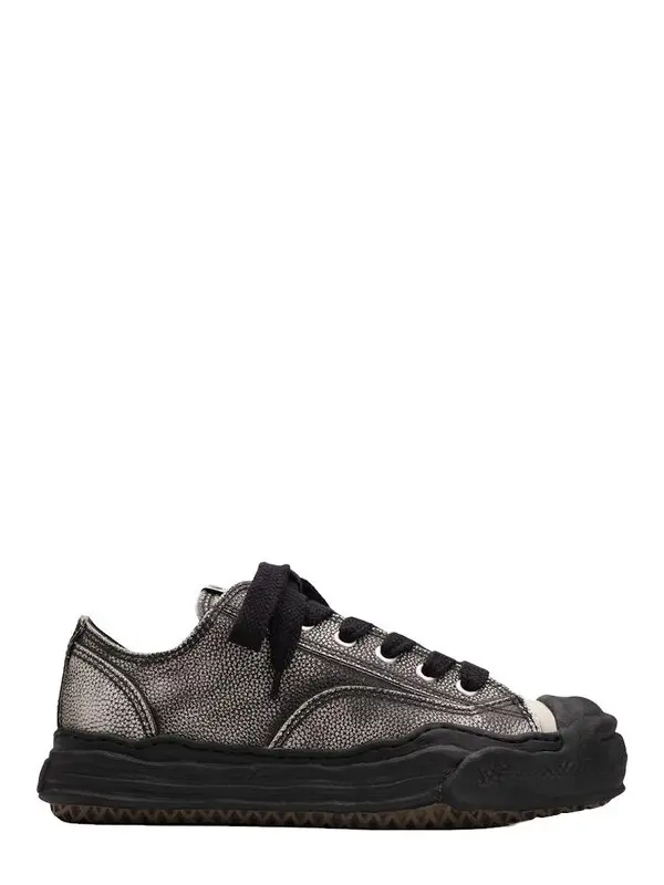 Mihara Yasuhiro Hank Og Sole Brushed Shrink Leather Low-top Sneakers - Black