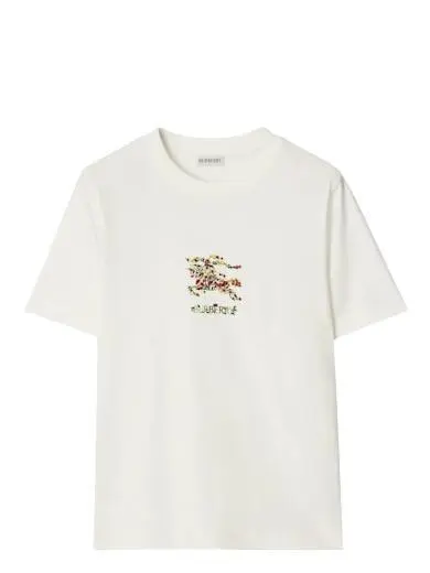 Burberry Floral Embellished T-shirt - Chalk