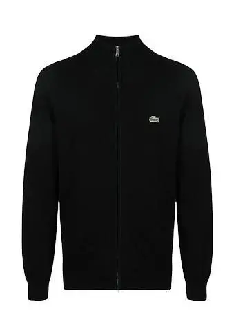 Lacoste Zip-up Highneck Cotton Sweater - Black