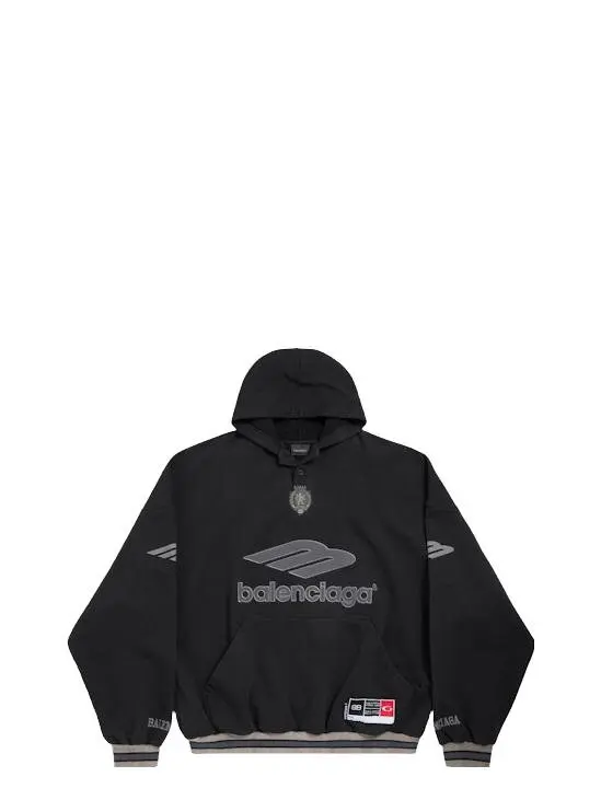 Balenciaga Polo Shirt Over Hoodie - Black/anthracite