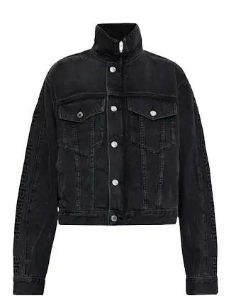 Alexander Wang Embossed Logo Denim Track Jacket - Aged Grey