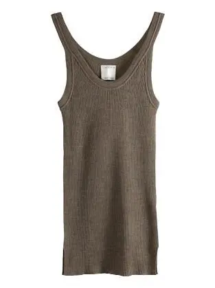Calvin Klein Fine Merino Ribbed Tank Top - Fudge Melange