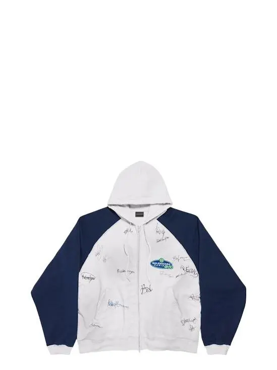 Balenciaga Raglan Oversized Zip-up Hoodie - Dirty White