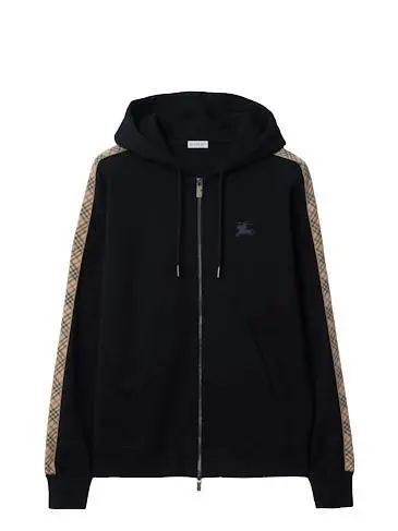 Burberry Scott Check Trim Zip Hoodie - Navy Blue