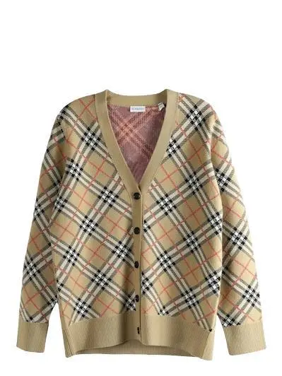 Burberry Gloria Check Cardigan - Sand Ip Check