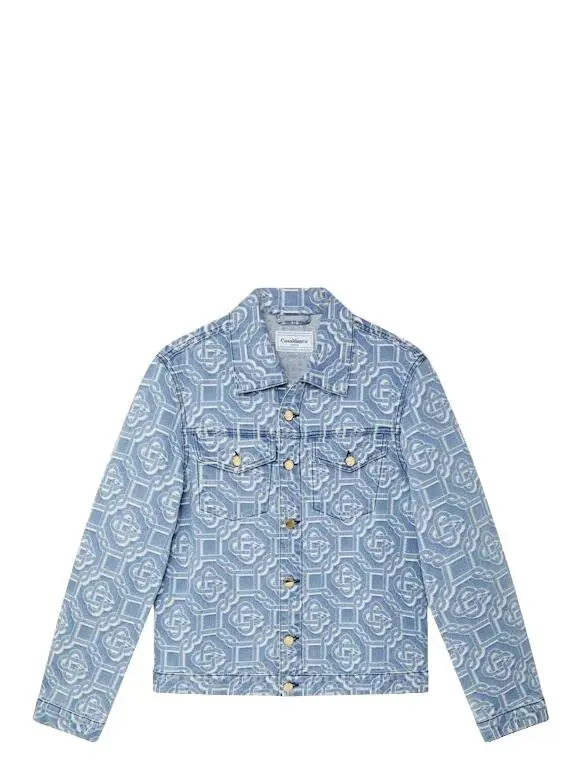 Casablanca Monogram Bleached Denim Jacket - Blue