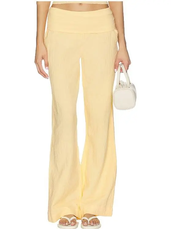 BOBI Fold Over Waist Beach Pant - Yellow
