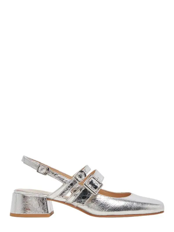 DOLCEVITA Patzy Slingback Heels - Silver Distressed Leather