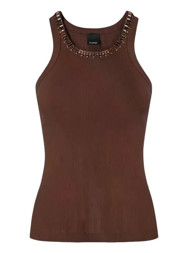 Pinko Stud-embellished Tank Top - Brown