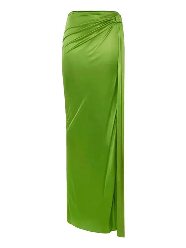 Elisabetta Franchi Draped Maxi Skirt With Side Slit - Green