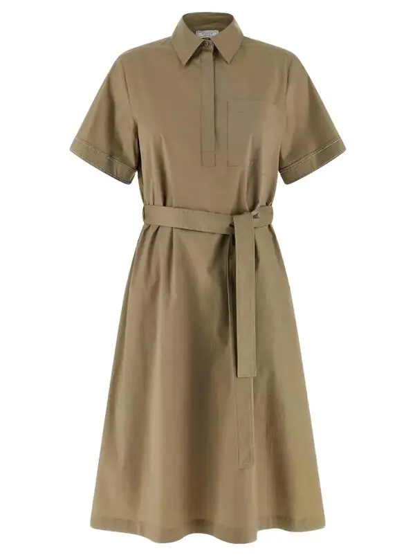 Peserico A-line Belted Shirt Dress - Green