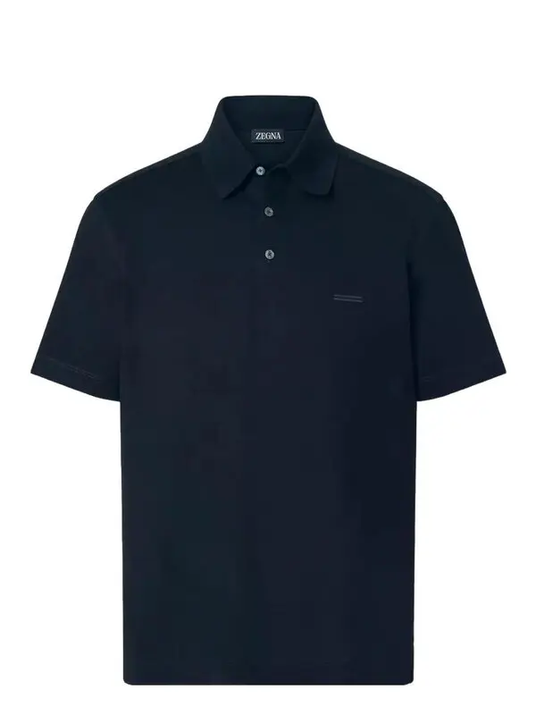 Zegna Button Cotton Polo Shirt - Blue