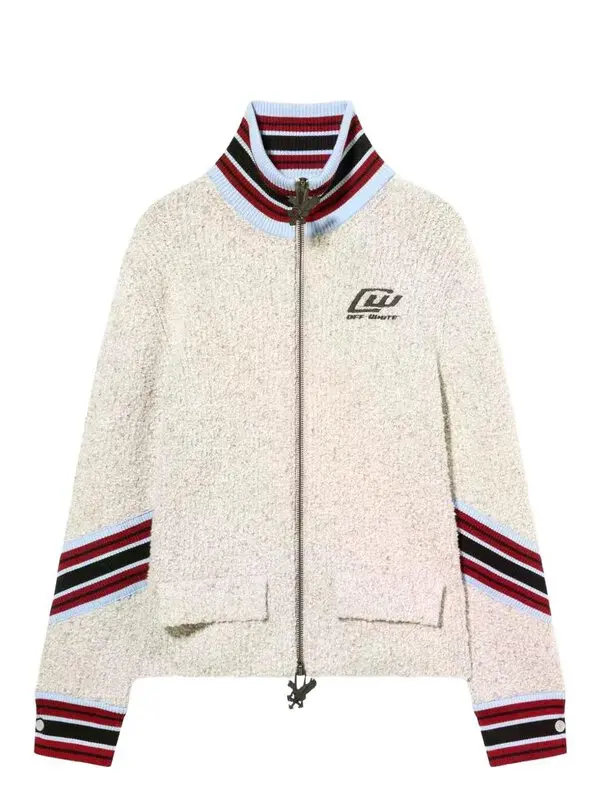 Off-White Striped Zip Cardigan - Neutrals
