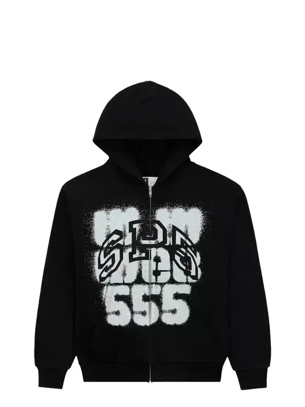 SP5DER Zip-up Hoodie - Black