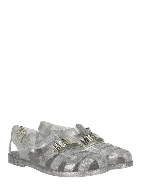 Moschino Logo-plaque Sandals - Silver