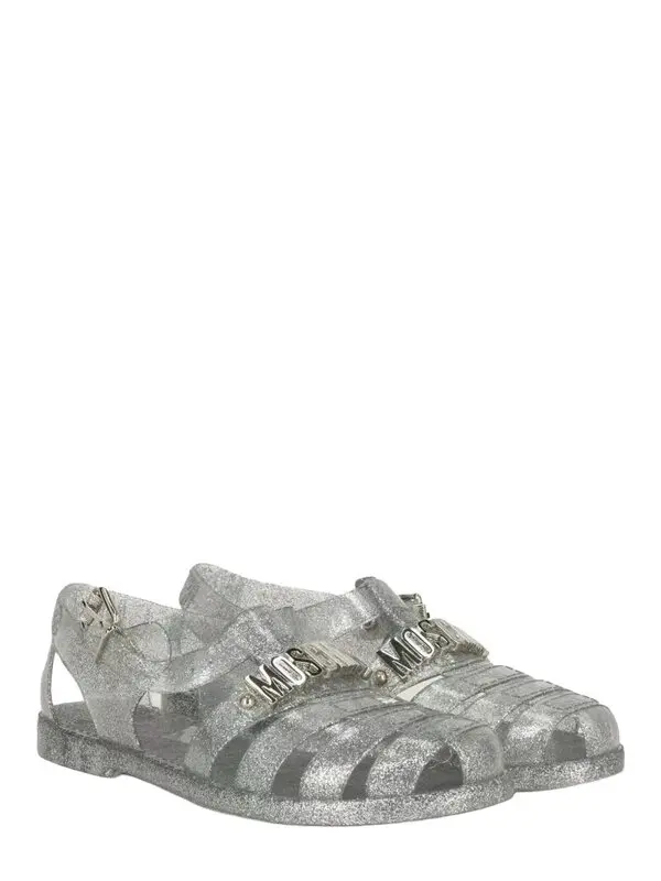 Moschino Logo-plaque Sandals - Silver