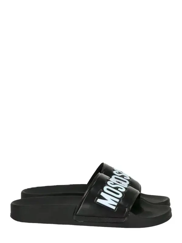 Moschino Logo Lettering Slides - Black