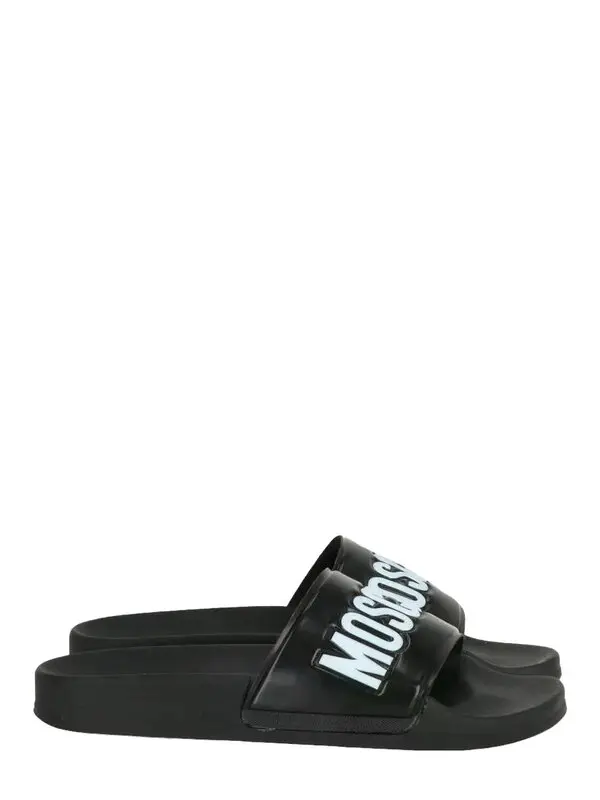 Moschino Logo Lettering Slides - Black