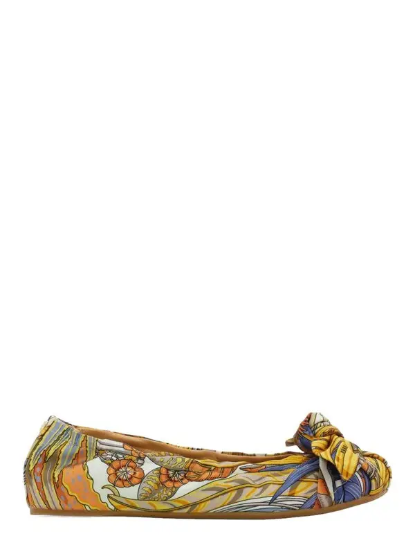 FERRAGAMO Embellished Floral Print Ballet Flats - Yellow