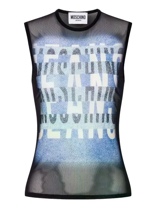 Moschino Graphic-print Sheer Tank Top - Black