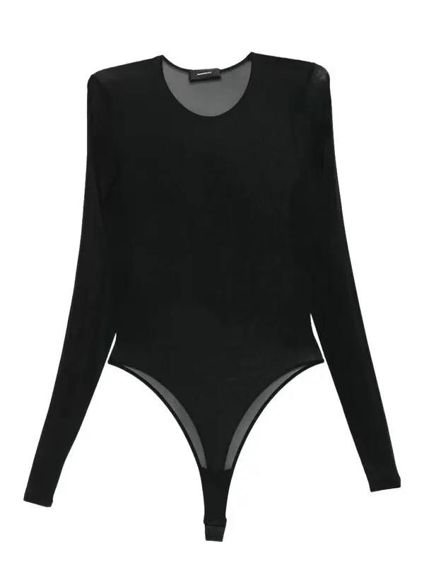 Wardrobe.NYC Sheer Long-sleeve Bodysuit - Black