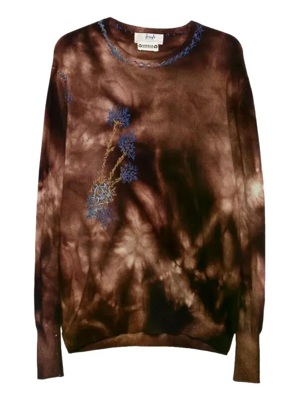 A.N.G.E.L.O. VINTAGE CULT Tie-dye Embroidered Wool Sweater - Brown
