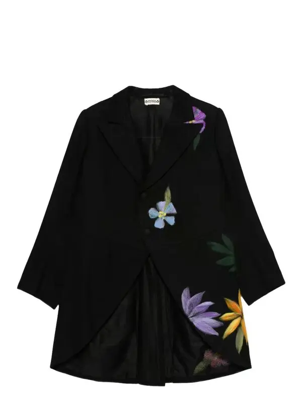 A.N.G.E.L.O. VINTAGE CULT Floral-detail Wool Coat - Black