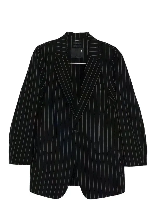 R13 Buttoned Pinstripe Blazer - Black