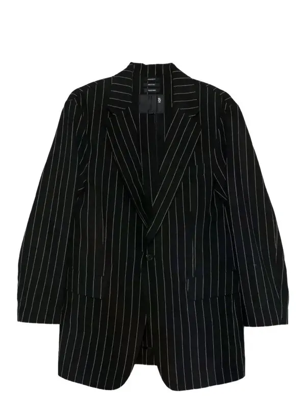 R13 Buttoned Pinstripe Blazer - Black