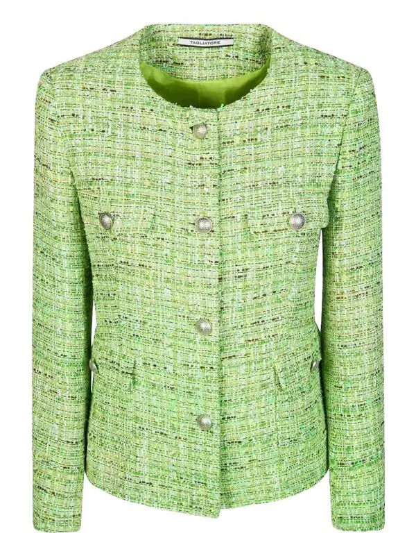 Tagliatore Jodie Button Tweed Jacket - Green