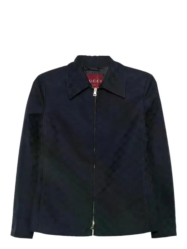 Gucci Logo-pattern Zip-up Jacket - Blue