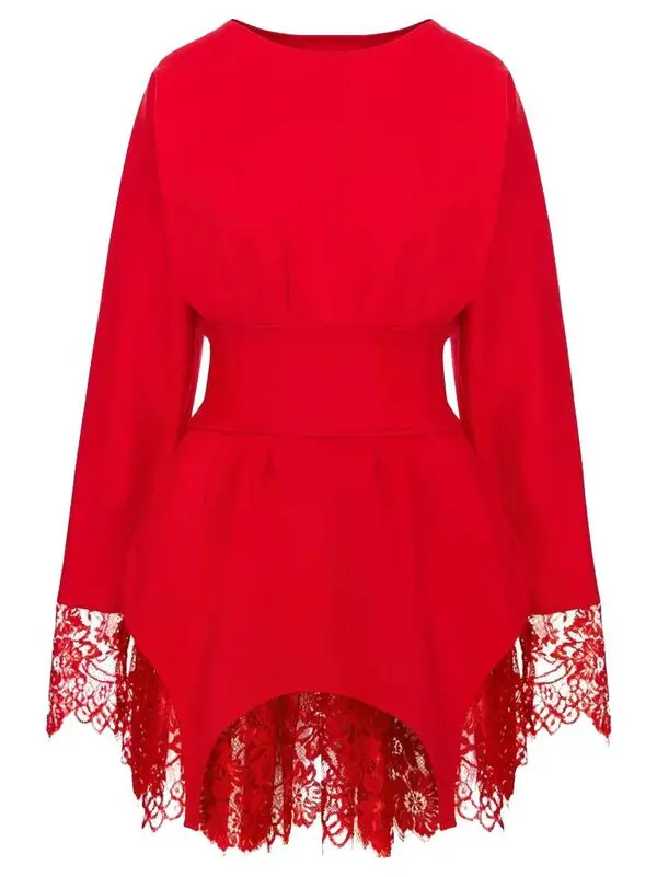 HAMZA Kaya Lace Dress - Red