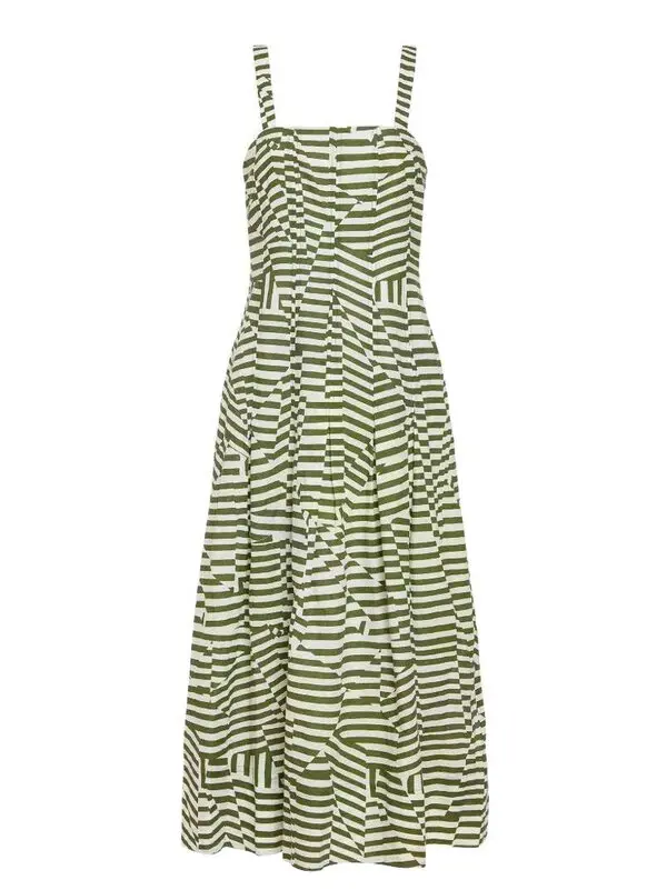 MARIE OLIVER Dixon Striped Linen Dress - Green