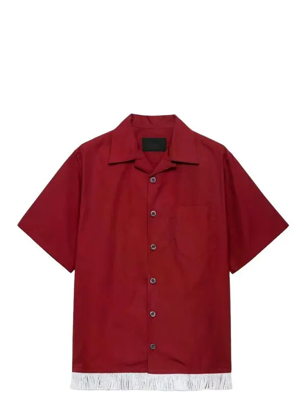 Prada Cotton Blend Fringed Bowling Shirt - Red