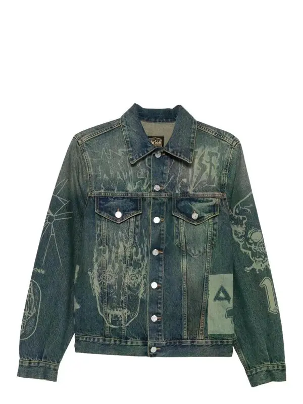 Aries Graphic-print Denim Trucker Jacket - Blue