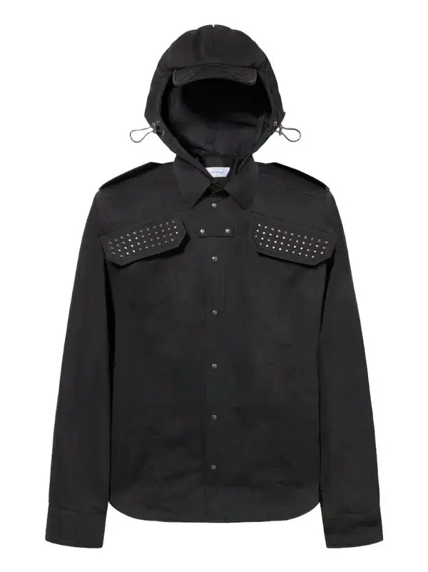 Off-White Studded Hooded Shirt - Black