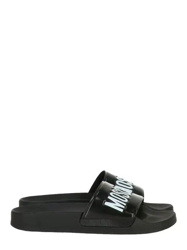 Moschino Logo Lettering Slides - Black