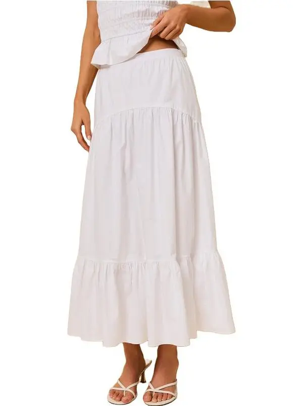 Solid & Striped Indra Tiered Midi Skirt - White