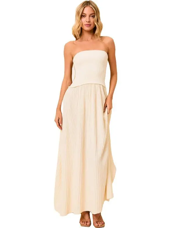 Solid & Striped Strapless Ribbed Maxi Dress - White